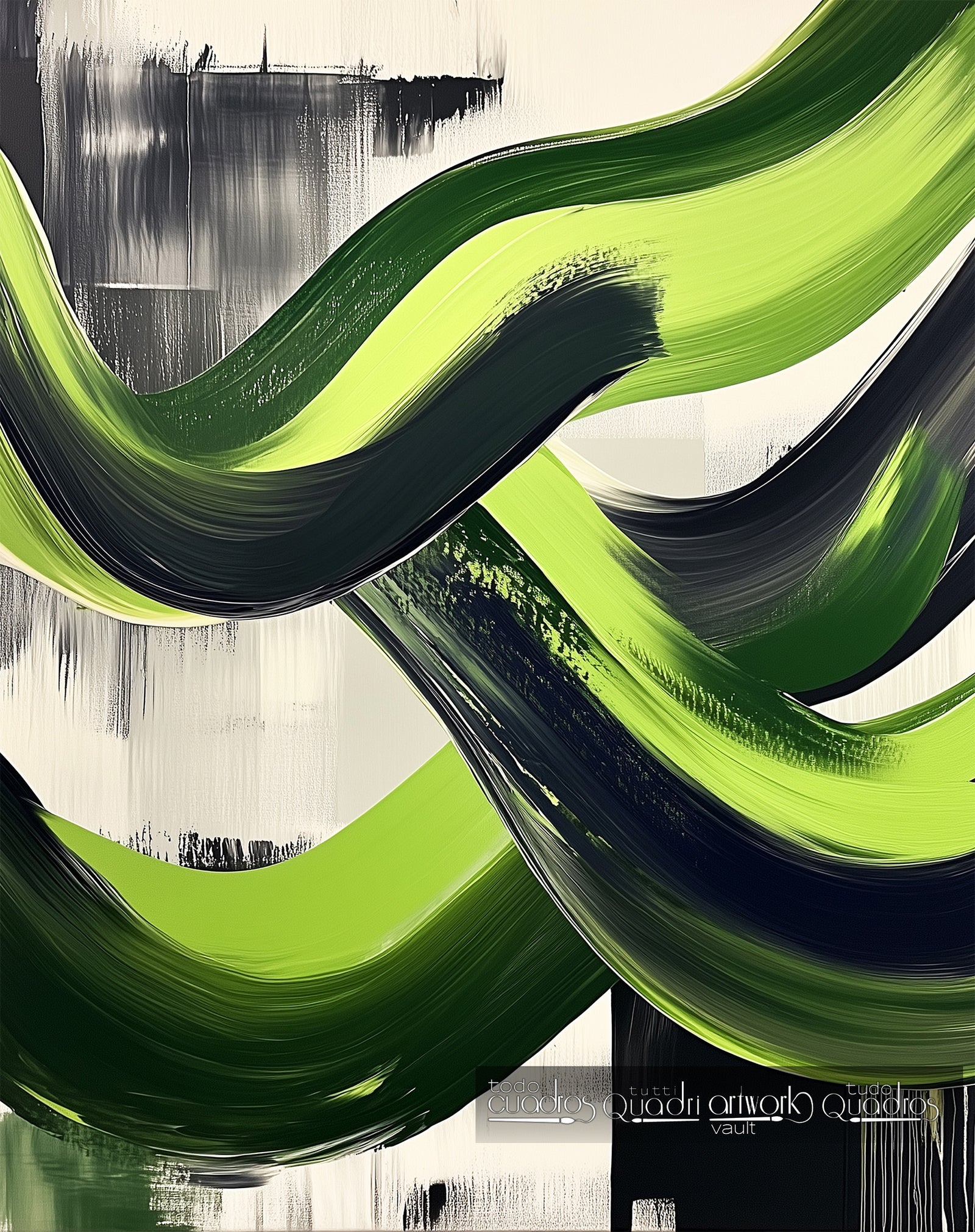 "Verde Boreal", cuadro al óleo decorativo para salas de estilo cálido