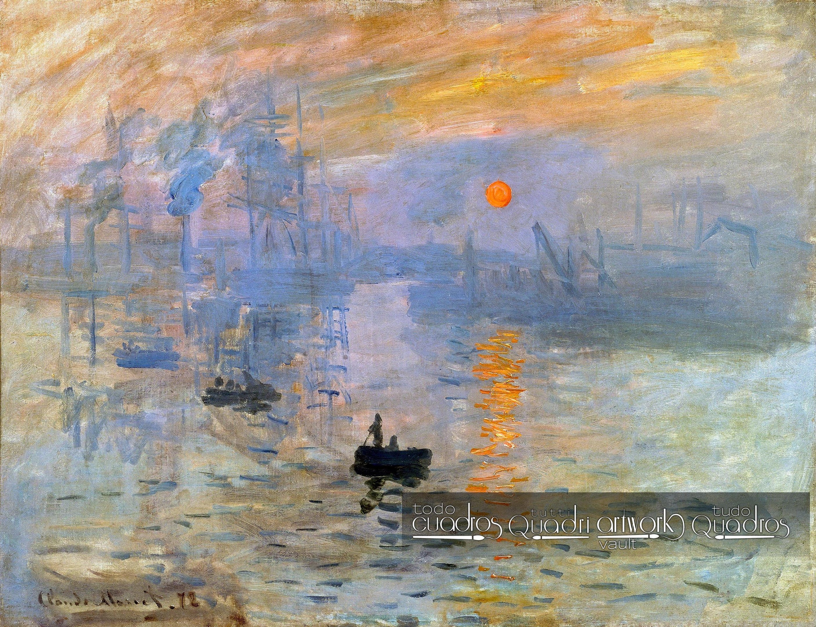 Impression Sunrise de Monet, impresionismo al óleo.