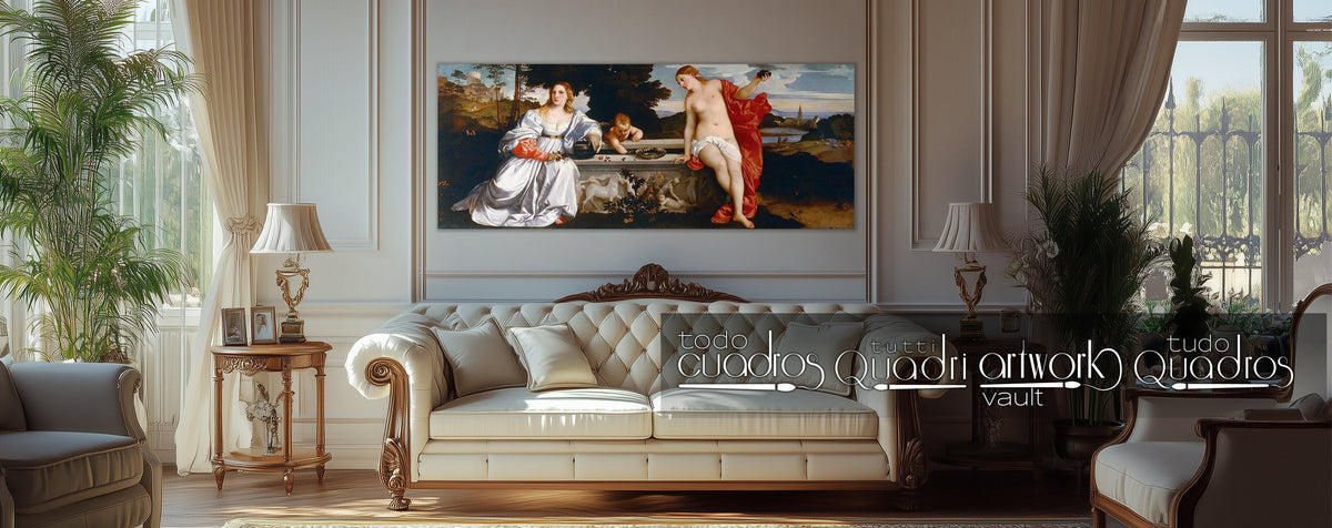 Cuadro "Amor sacro y amor profano" de Tiziano, obra manierista.